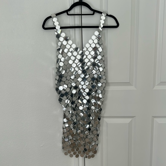 Dresses | Silver Disco Dress | Poshmark